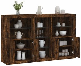 Příborník s LED osvětlením kouřový dub 162 x 37 x 100 cm 3209174