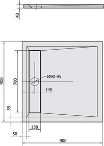 Polysan Polysan, ARENA sprchová vanička z litého mramoru se záklopem, čtverec, 90x90x4cm, 71601