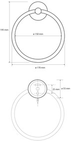 Sapho X-ROUND BLACK držák ručníků kruh, černá XR411B