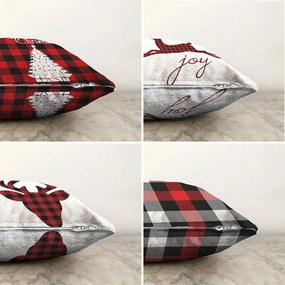 Sada 4 vánočních žinylkových povlaků na polštář Minimalist Cushion Covers Christmas Tartan, 55 x 55 cm