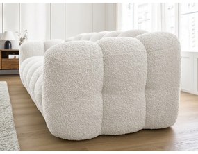 Bílá pohovka z textilie bouclé 232 cm Hippolyte – Bobochic Paris
