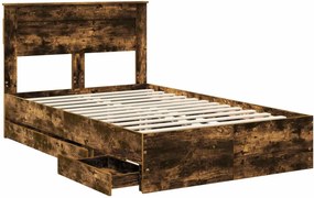Rám postele s čelo Kouřový dub 135 x 190 cm Inženýrské dřevo 3409856