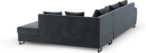 KOOKO HOME Rohová rozkládací sametová pohovka s úložným prostorem Calmato XL pravý roh