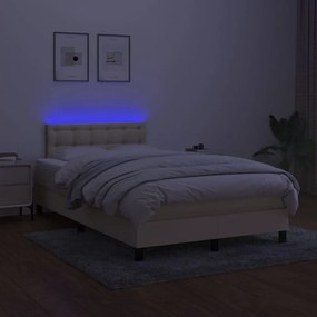 Box spring postel s matrací a LED krémová 120x190 cm textil 3270072