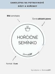 Samolepka na kořenky HOŘČIČNÉ SEMÍNKO bílá 5 cm základní písmo