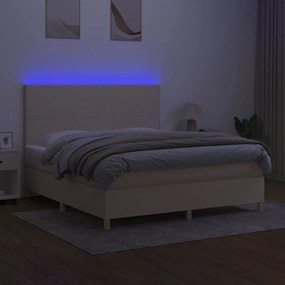 Box spring postel s matrací a LED krémová 180x200 cm textil 3135298