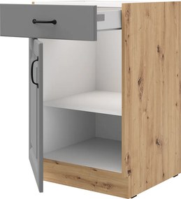 STILO ad | dolní skříňka 50 D 1F 1S se zásuvkou PREMIUM BOX | 50 cm | UNI dvířka | artisan/šedá