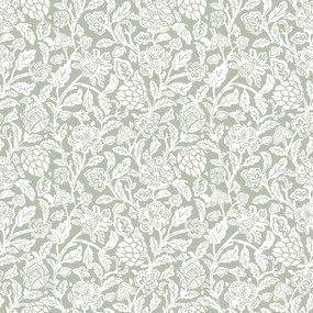 Zelená vliesová květinová tapeta na zeď, 12345, Fiori Country, Parato