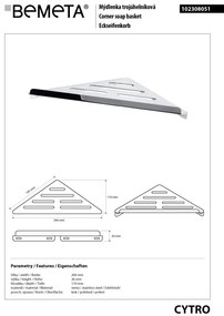 Bemeta Design CYTRO: Polička, do sprchy, rohová -
