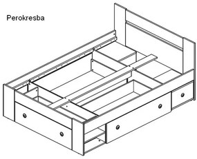 Postel s nočními stolky Stefan 140x200 cm, dub artisan/bílá