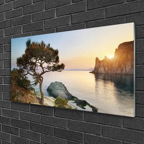 Obraz na skle Jezero Strom Krajina 120x60 cm
