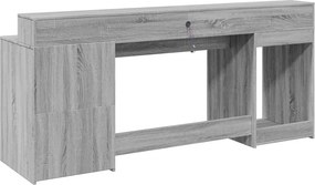 Psací stůl s LED šedý sonoma 200 x 55 x 91 cm kompozitní dřevo 3309443