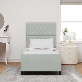 Postel s boxspringem s čelo Světle šedá 100 x 200 cm samet 3344855