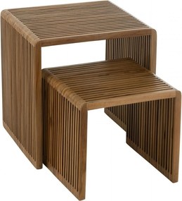 Sada 2 konferenčních stolků Cubic z teakového dřeva – 50*45*50 / 40*40*35 cm