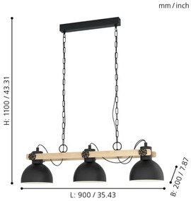 Eglo 43992 - Lustr na řetězu LUBENHAM 3xE27/28W/230V
