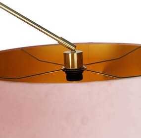 Moderní stojací lampa zlaté sametové stínidlo růžová 50 cm - Redakce