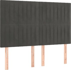 Box spring postel s matrací a LED tmavě šedá 140x200 cm samet 3136246