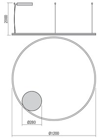 Redo 01-1964 závěsné LED stmívatelné svítidlo Orbit pískově černá, 76W, 4000K, ø120cm