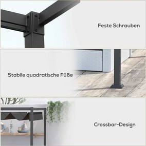 Outsunny pergola altán zastřešení terasy s posuvnou střechou 298x213x221cm polyester černá šedá pro zahradu a terasu |