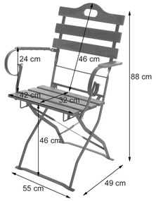 Zahradní sada 4 skládacích židlí a stolu HWC-J40, dřevo/kov - hnědá