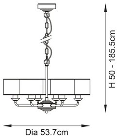 Endon 99151 - Lustr na řetězu HIGHCLERE 6xE14/28W/230V šedá/matný chrom
