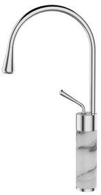 Invena Gabro, vysoká umyvadlová baterie, bílá-chromová, INV-BU-33-W02-V
