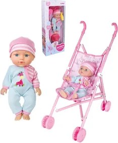 WIKY Panenka miminko s golfovým kočárkem / 27 cm / Doplňky v balení /