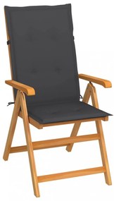 Skládací zahradní židle s poduškami teak / látka Dekorhome Antracit