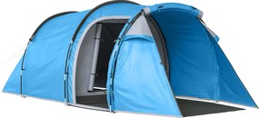 Outsunny tunelový stan pro 2-3 osoby 190T kempinkový stan s kolíky, sklolaminát a polyester, světle modrý, 426x206x154cm| Aosom