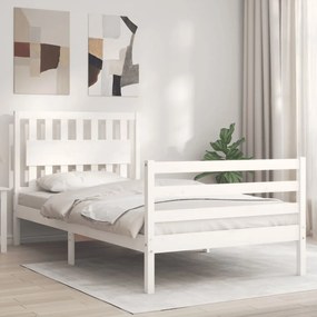 vidaXL Rám postele s čelem 100 x 200 cm masivní dřevo [3194304] Barva: Bílá