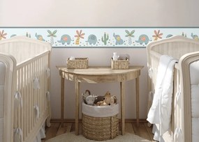 Dětská samolepící bordura na zeď Modří Sloni | 5 m x 13.8 cm | DWBD8505