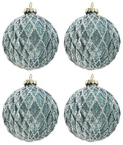 Modro-stříbrná vánoční koule (sada 4ks) – 8 cm