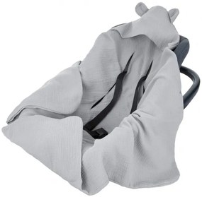 Zavinovací deka s kapucí, mušelín 80x80 cm, šedá