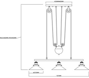 Globo 15053-3 - Lustr LENIUS 3xE27/60W/230V
