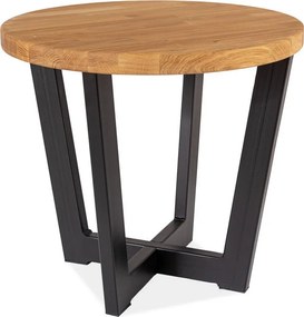 Casarredo - Komfort nábytek Kulatý odkládací stolek CONO C dub masiv/černý kov