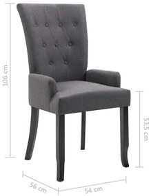 Jídelní židle s područkami 4 ks tmavě šedé textil,  276909