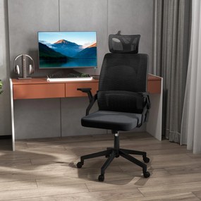 Ergonomická kancelářská židle Vinsetto, židle k psacímu stolu s nastavitelnou opěrkou hlavy, výškově nastavitelné područce, počítačová židle s funkcí…