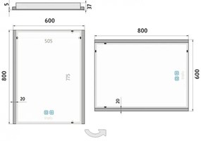 NIMCO ZP 11002VX - LED Koupelnové podsvícené zrcadlo 3000-6500K 80x60 cm IP44