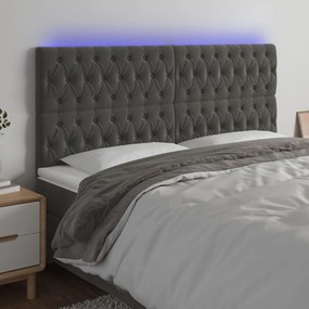 Čelo postele s LED tmavě šedé 200x7x118/128 cm samet 3122827