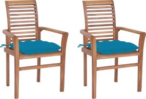 vidaXL Jídelní židle 2 ks podušky masivní teak [3062620] Barva: Světle modrá