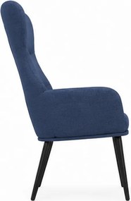 relaxační křeslo, odpočinkové, dřevo/kov/textil, 96x68x79 cm, nohy černé/modrá, Dekorino KR20260058