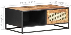 vidaXL Marketos Konferenční stolek 90x50x35 cm hrubý mangovník přírodní rákos