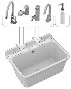 Sink Quality Universe, univerzální plastová výlevka 61x41x30 cm + sifon, 1-komorová, šedá, SKQ-KGLK60-G