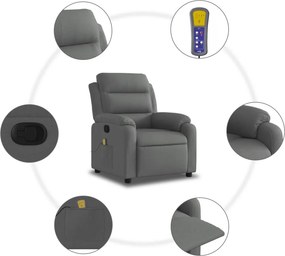 Masážní křeslo s polohovacím mechanismem, tmavě šedé, látkové 3205724