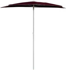 Zahradní půlkruhový slunečník s tyčí 180 x 90 cm bordó 315563