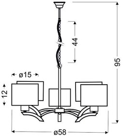 Lustr na lanku DRAGA 5xE27/60W/230V béžová/lesklý chrom