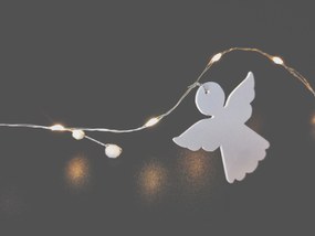 Vánoční světelný mikro řetěz s andělíčky, teplá bílá, 2m, na baterie