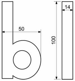 Hliníkové číslo b v „3D“ provedení se strukturovaným povrchem RICHTER RN.100LV.B.AL.AM.3D