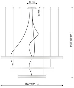 Lustr RIO 3 55/78/110 zlatá LED 4000K