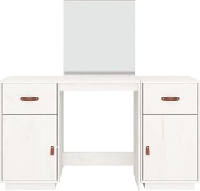 vidaXL Set toaletního stolku se zrcadlem masivní borové dřevo [3107835] Barva: Bílá